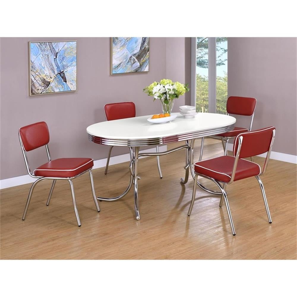 Pemberly Row, Dining Table and Chairs Set, 5-Piece, Red Chrome ...