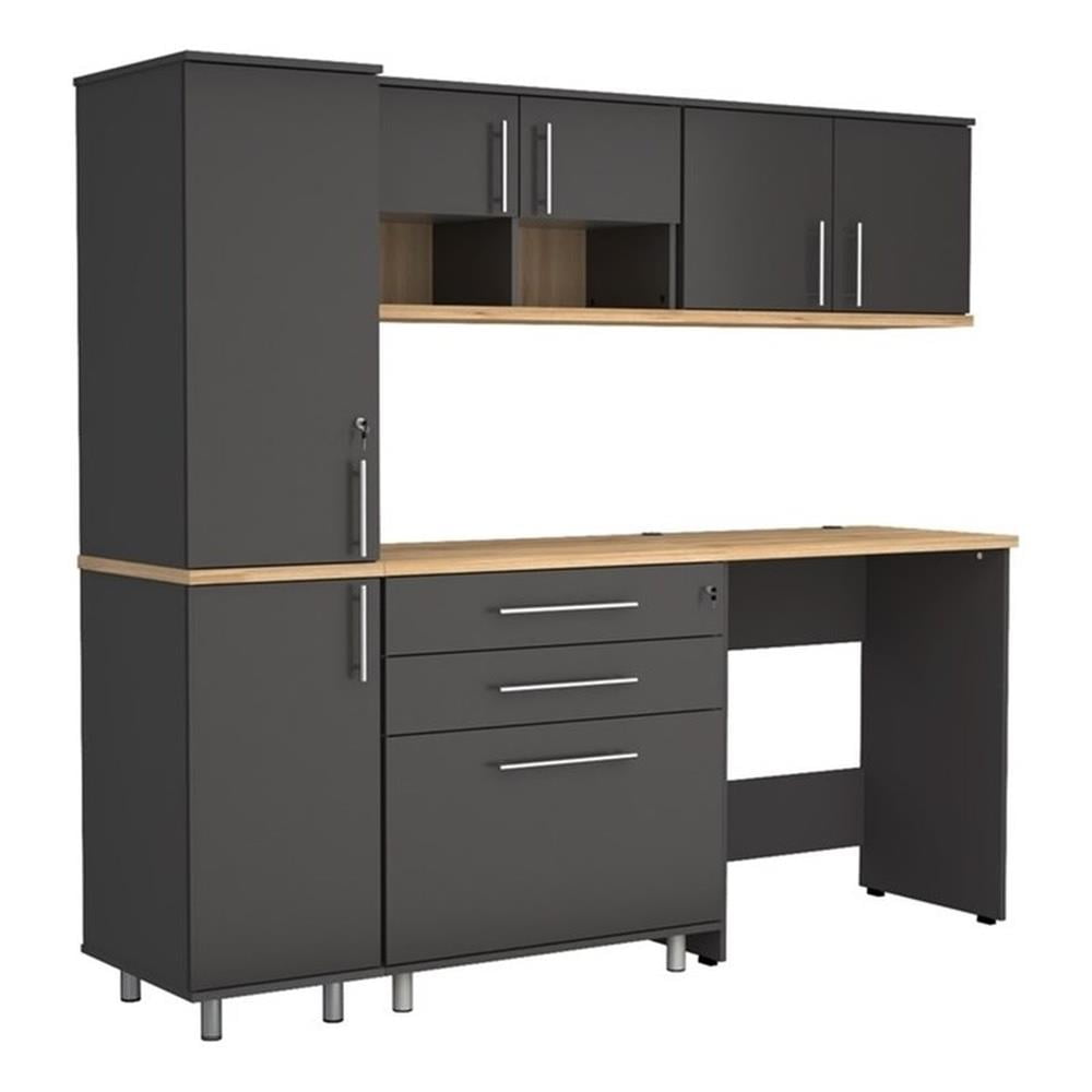 Pemberly Row 5-Piece Engineered Wood Garage Cabinet Set in Gray/Maple ...