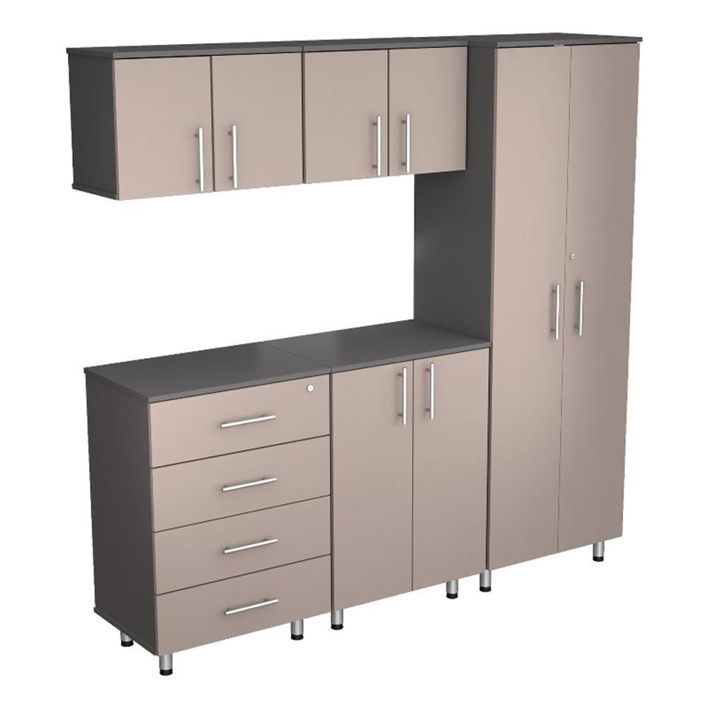 Pemberly Row 5-Piece Engineered Wood Garage Cabinet Set in Taupe/Gray ...