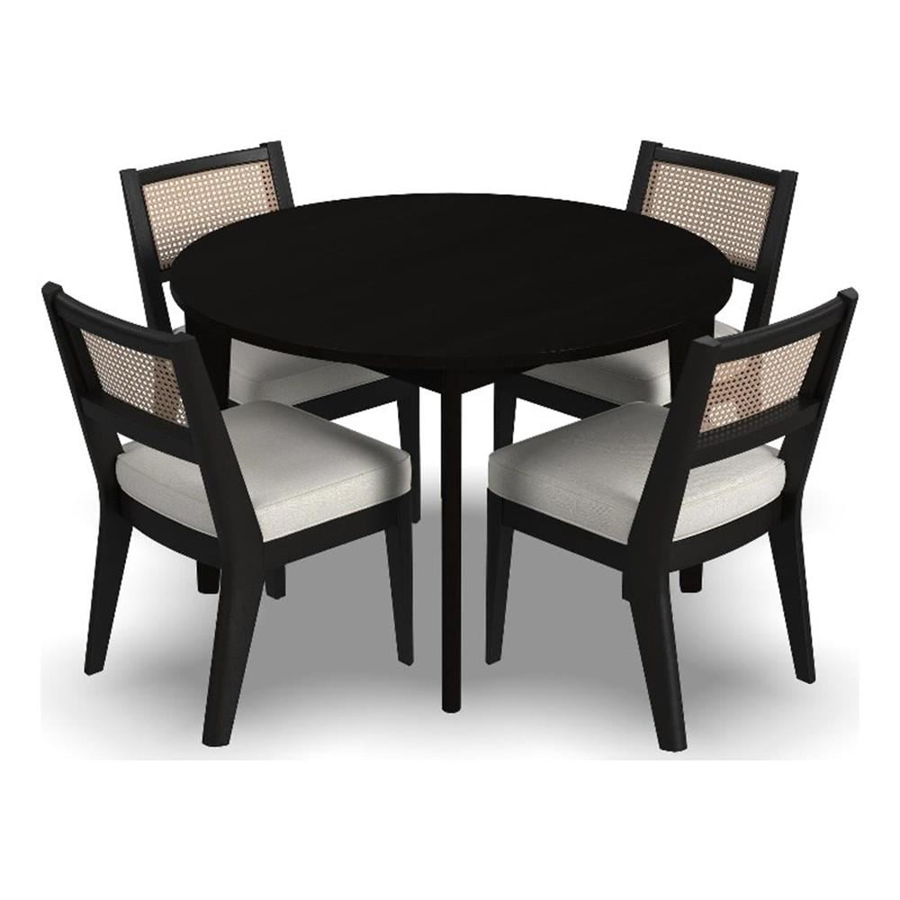 Pemberly Row 5-Piece Mid-Century Wood Round Dining Set in Black ...