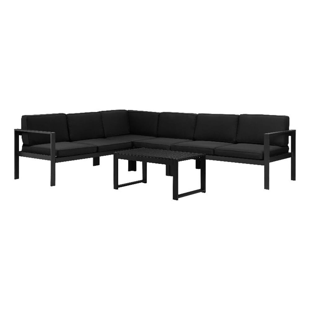 Pemberly Row 5-Piece Modern Aluminum Sectional in Black Finish ...