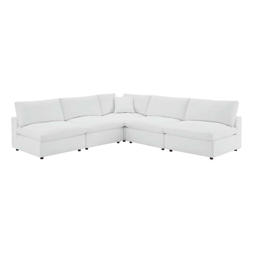 Pemberly Row 5-Piece Modern Faux Leather Sectional Sofa in White ...