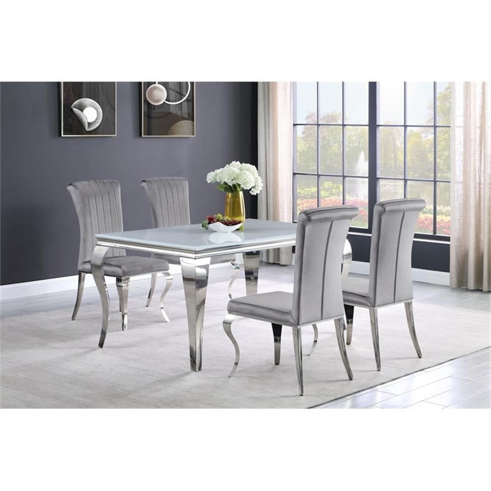 Pemberly Row 5-Piece Modern Metal Rectangular Dining Set in Gray and ...
