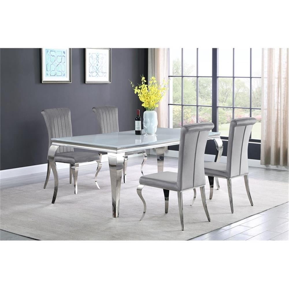 Pemberly Row 5-Piece Modern Metal Rectangular Dining Set in Gray and ...