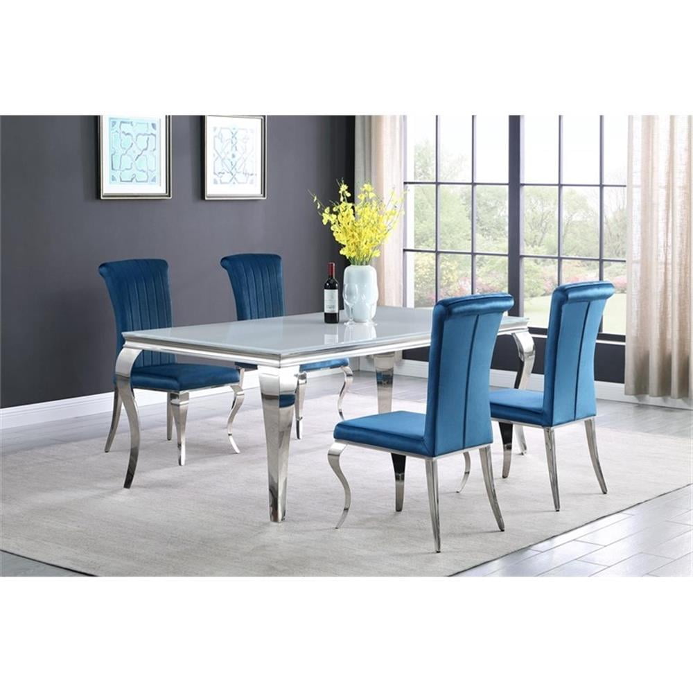 Pemberly Row 5-Piece Modern Metal Rectangular Dining Set in Teal and ...