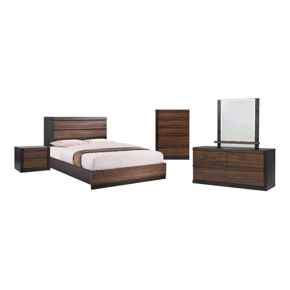 Pemberly Row 5-Piece Modern Wood Eastern King Flatform Bedroom Set in ...