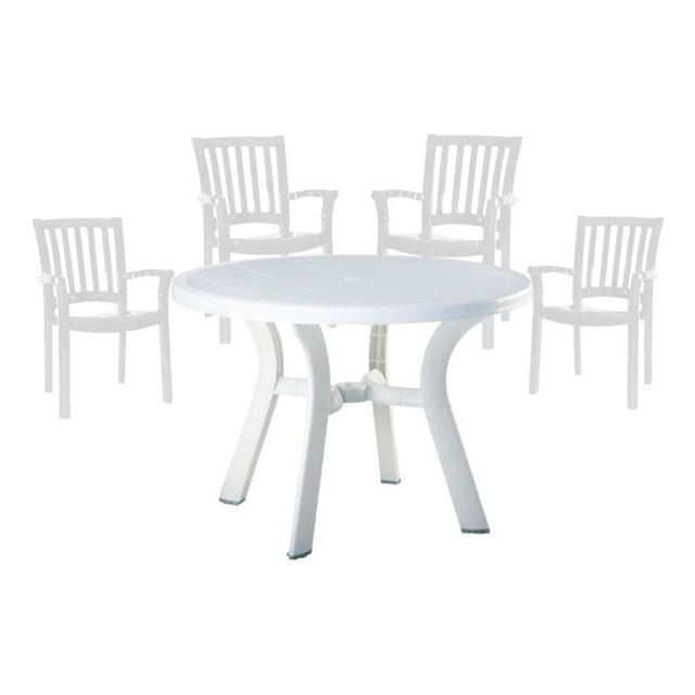 Pemberly Row Outdoor 5 Piece Set: 42" Round Resin Garden Patio Table ...