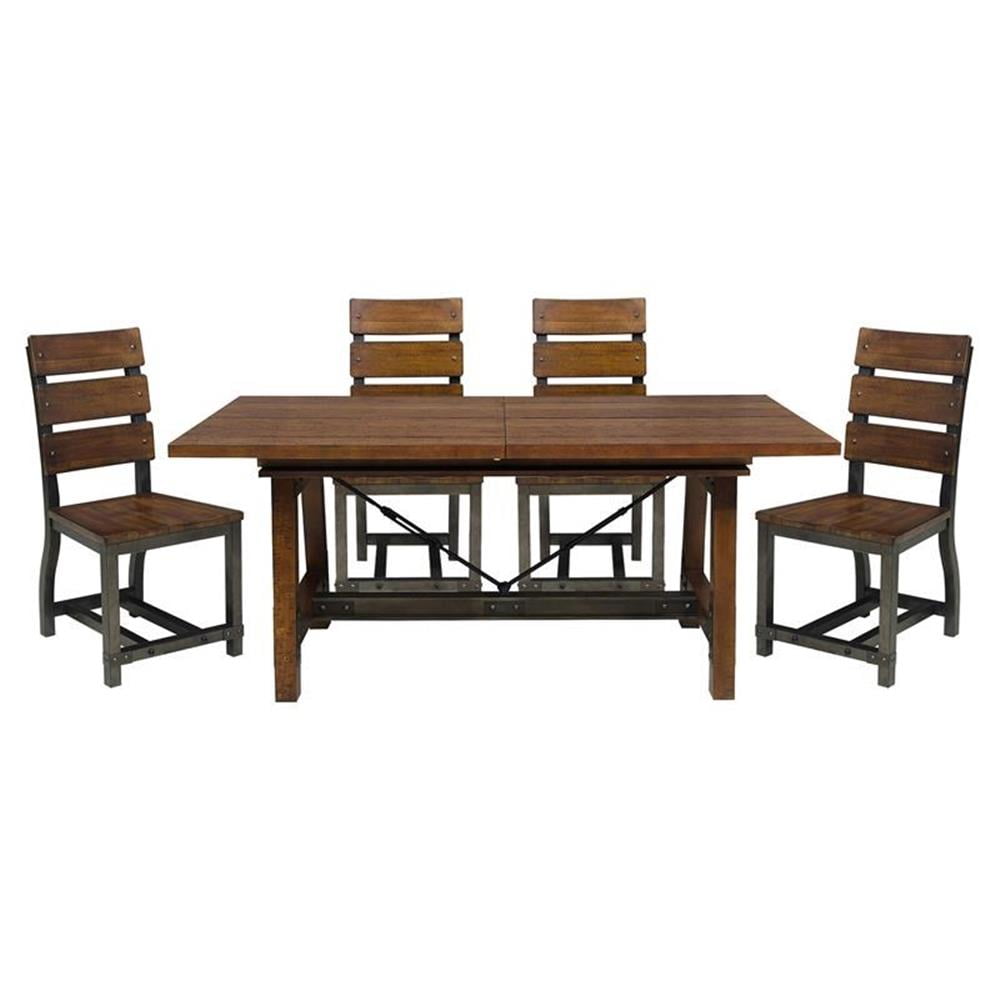 Pemberly Row 5-Piece Transitional Wood Dining Set in Rustic Brown ...