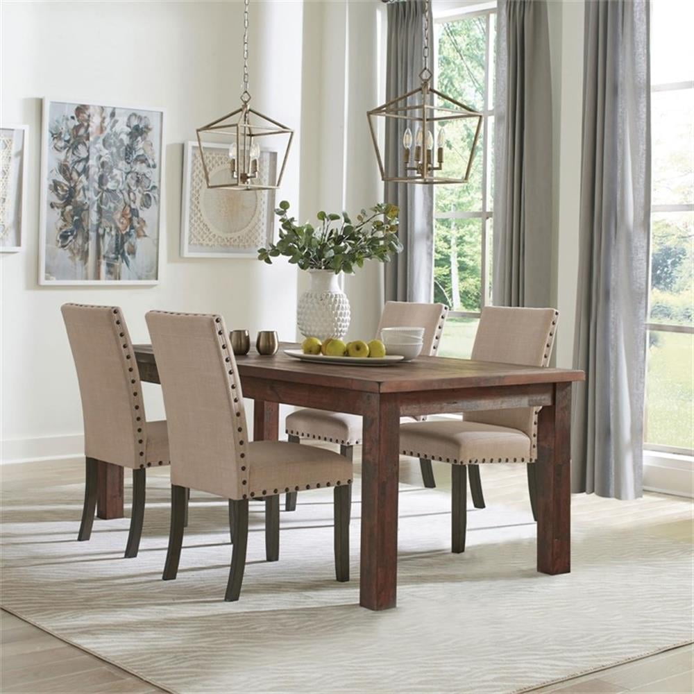 Pemberly Row 5-Piece Wood Rectangular Dining Set in Rustic Golden Brown ...