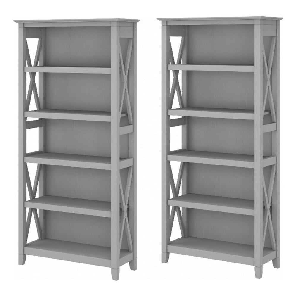 Pemberly Row 5 Shelf Bookcase Set of 2 in Cape Cod Gray - Engineered ...