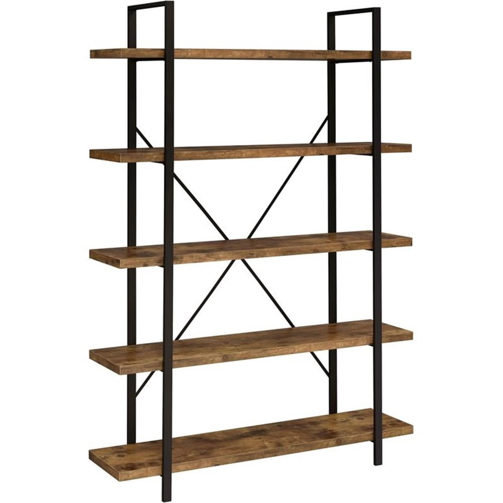 Pemberly Row 5 Shelf Bookcase in Antique Nutmeg and Black Finish ...