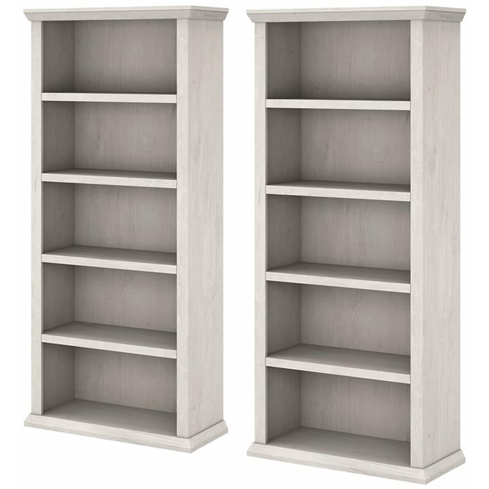 Pemberly Row 5 Shelf Bookcases (Set of 2) in Linen White Oak ...