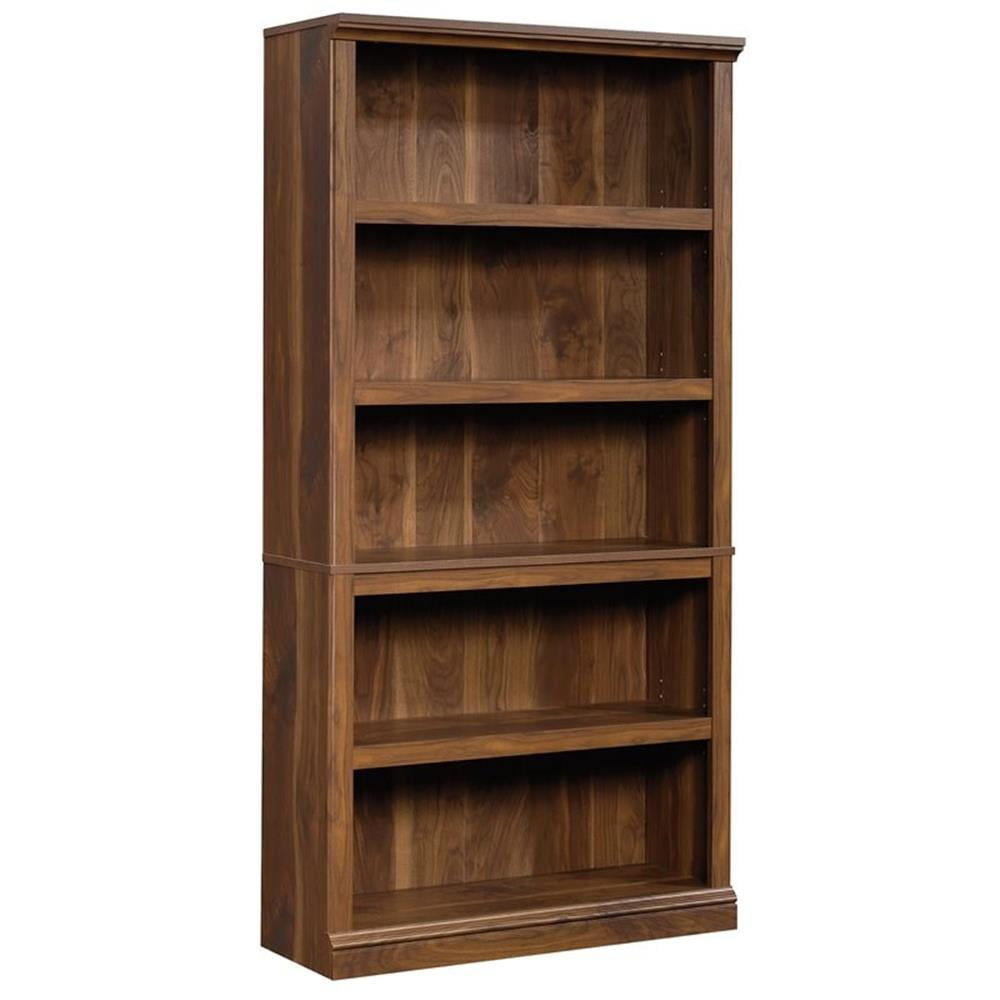 Pemberly Row 5-Shelf Modern Engineered Wood Bookcase in Walnut ...