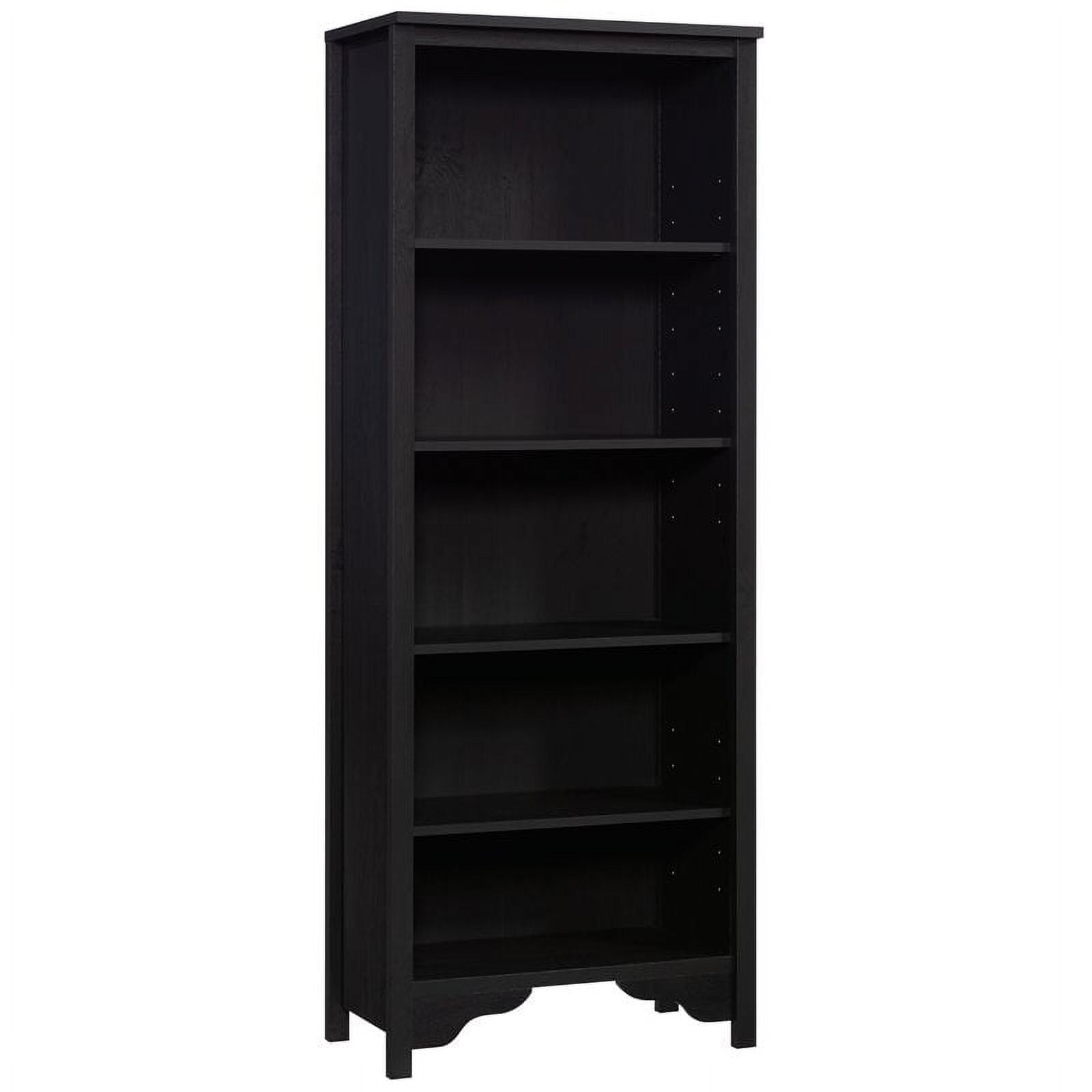 Pemberly Row 5-Shelf Traditional Engineered Wood Bookcase in Raven Oak ...