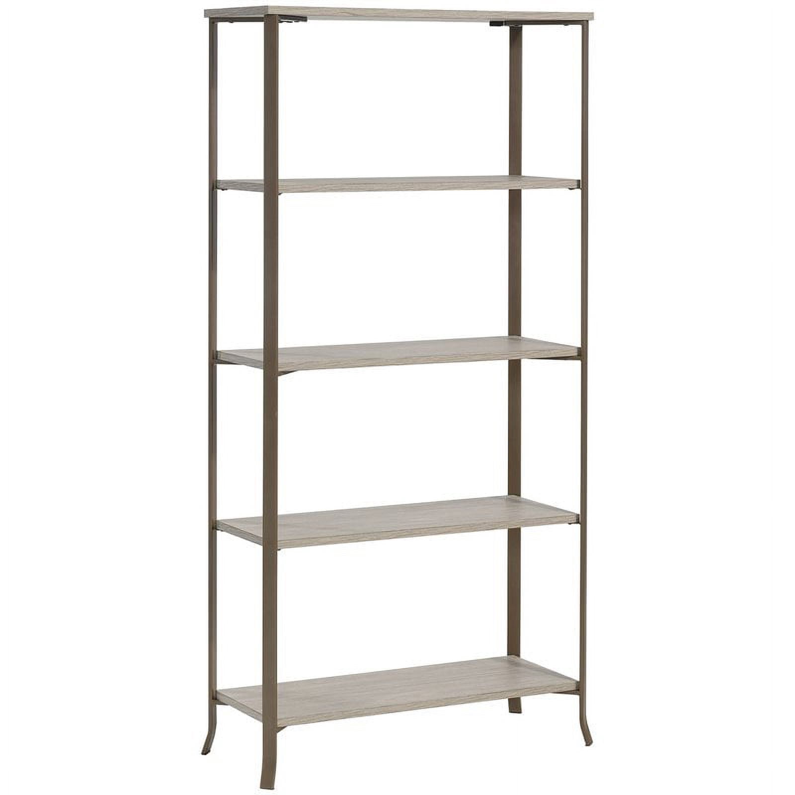 Pemberly Row 5 Shelf Wooden Open Bookcase in Champagne Oak - Walmart.com