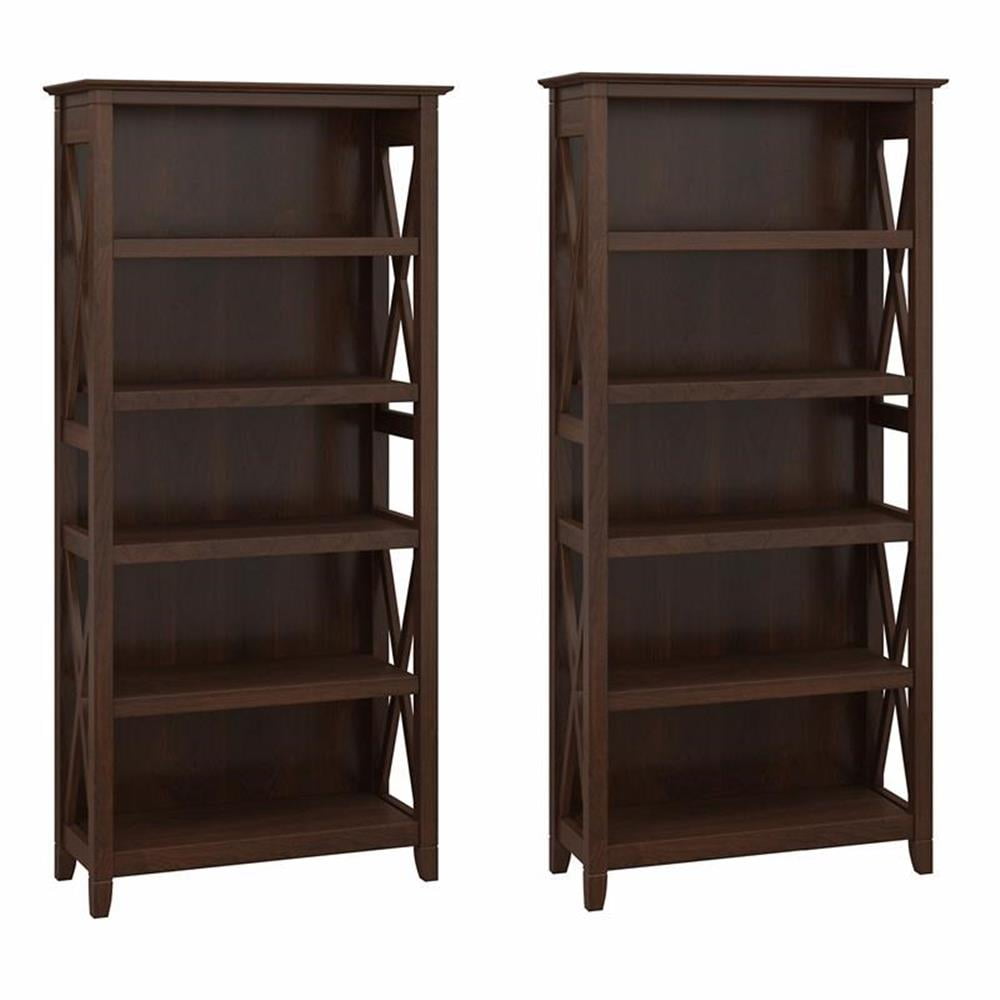 Pemberly Row 5 Shelves Engineered Wood Bookcase Set in Bing Cherry ...
