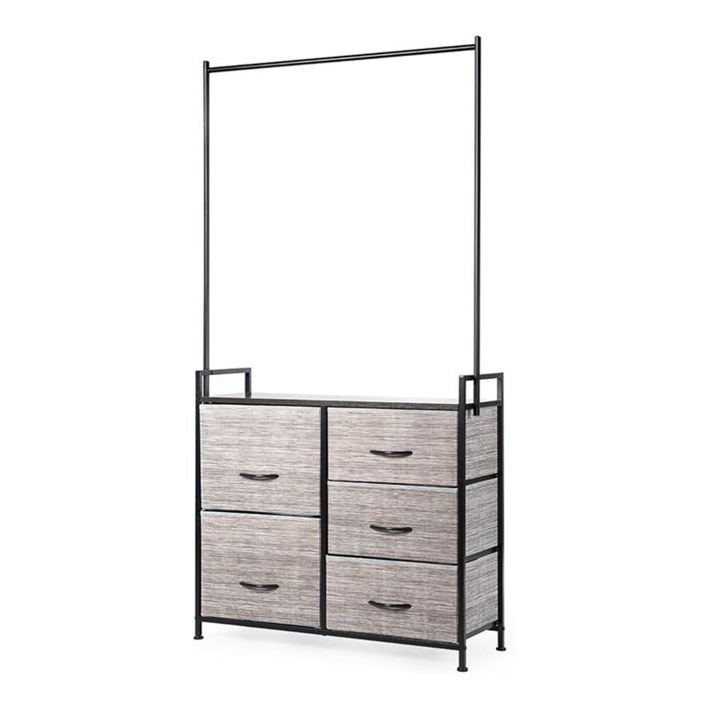 Pemberly Row 5-drawer MDF and Non-woven Fabric Closet Storage in Black ...