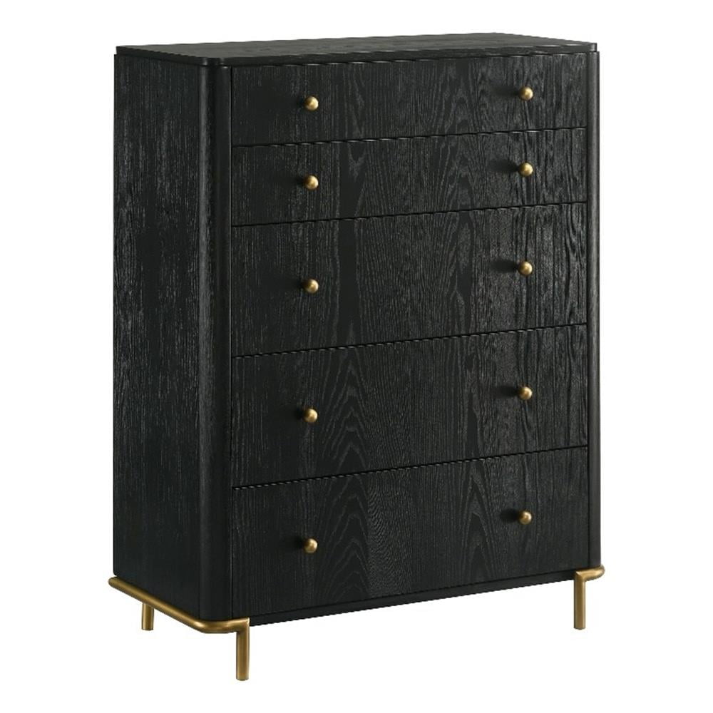 Pemberly Row 5-drawer Wood Rectangular Bedroom Chest in Black - Walmart.com