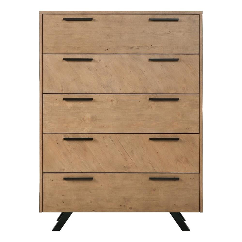 Pemberly Row 5-drawer Wood Rectangular Chest in Light Honey Brown ...