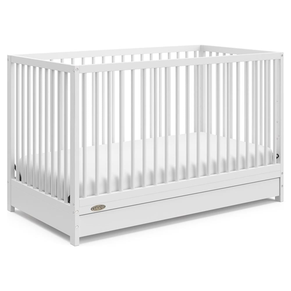 Pemberly Row 5-in-1 Wood Convertible Crib with Drawer in White ...
