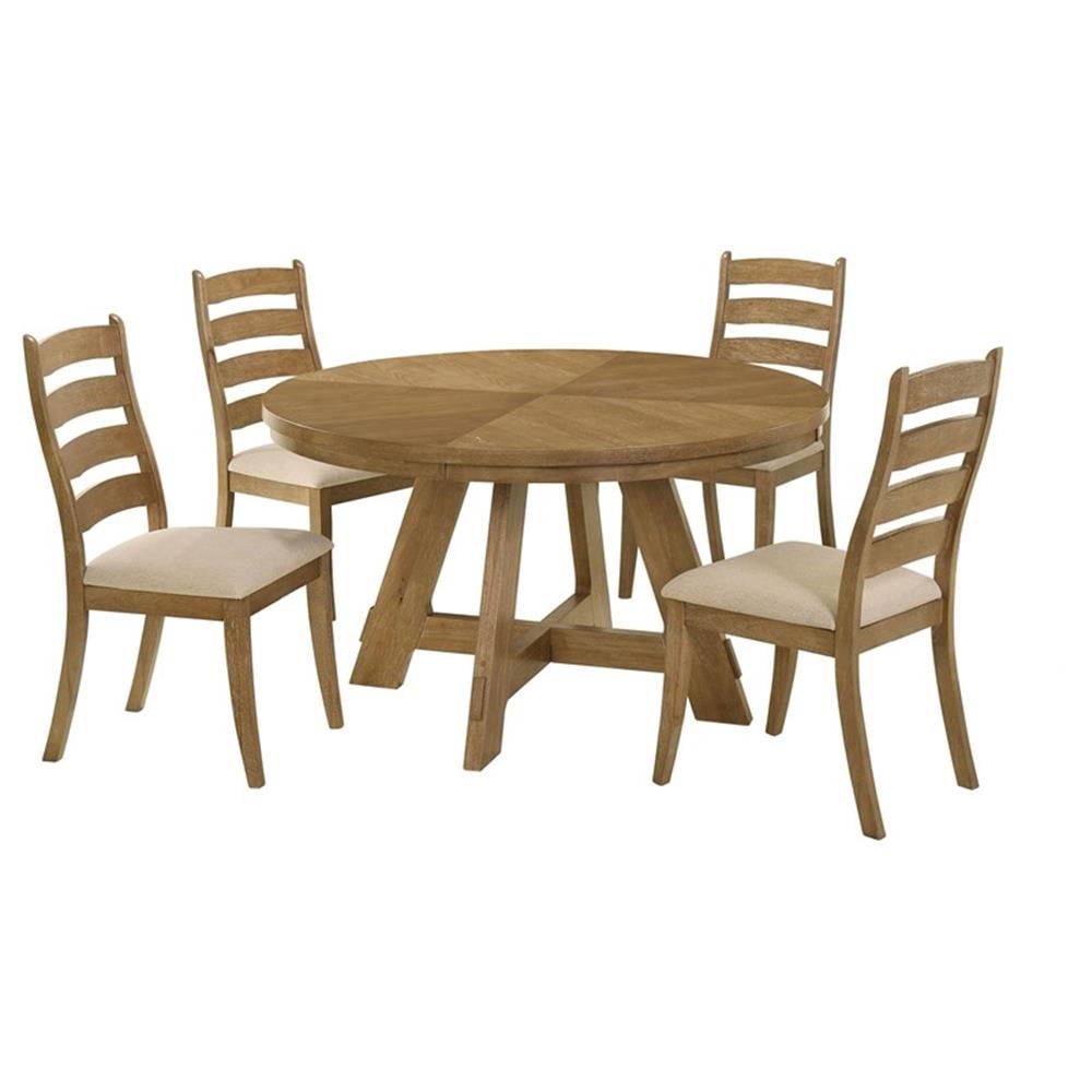 Pemberly Row 5-piece Round Wood Dining Table Set Brown and Latte ...