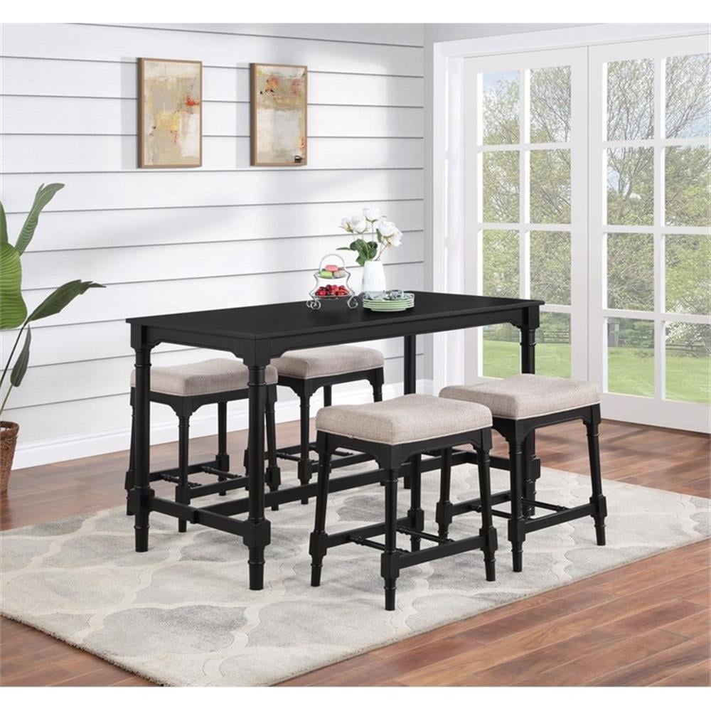 Pemberly Row 5-piece Wood Counter Height Dining Set Oatmeal and Black ...