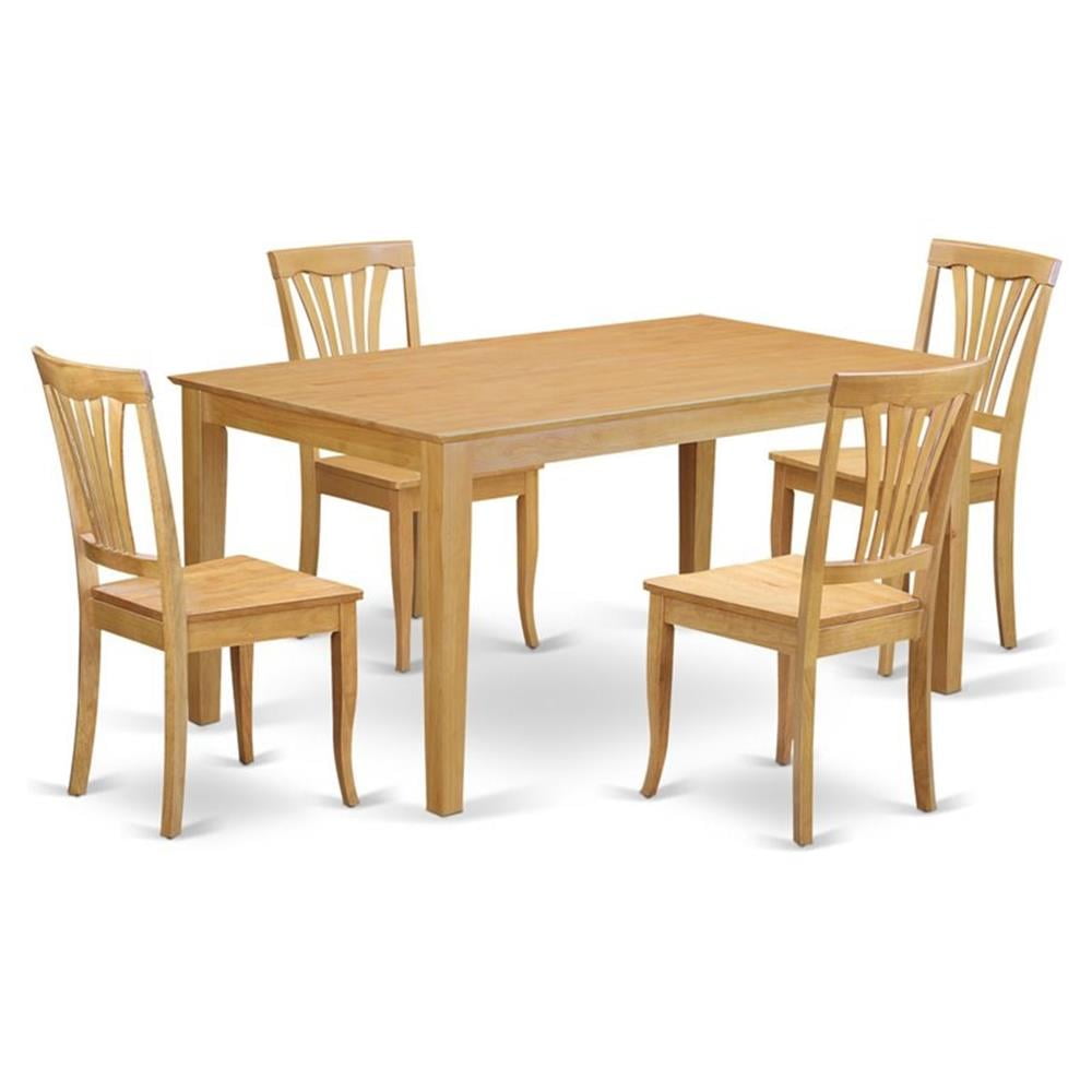 Pemberly Row 5-piece Wood Dining Table and Chair Set in Oak - Walmart.com