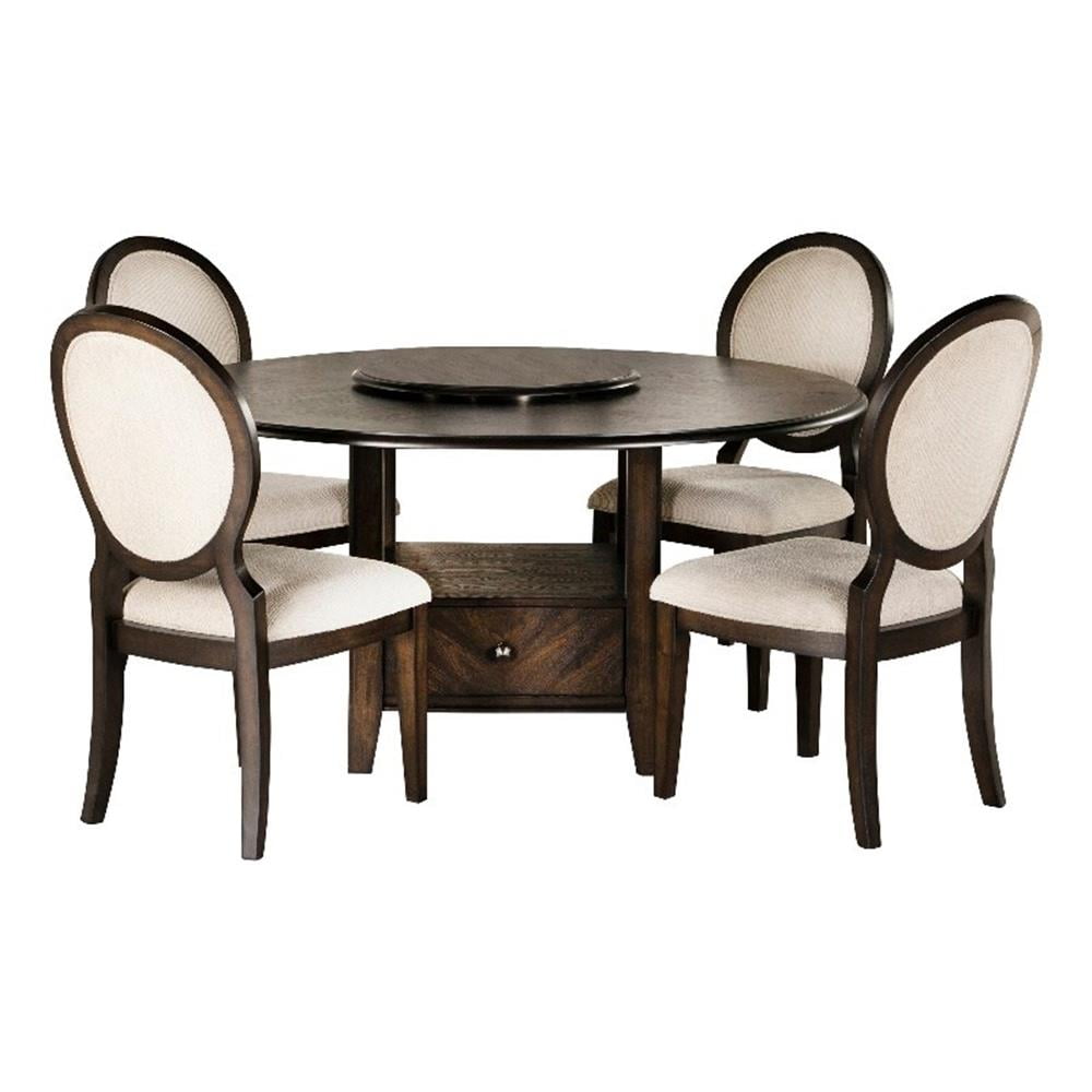 Pemberly Row 5-piece Wood Transitional Dining Set Dark Cocoa and Cream ...