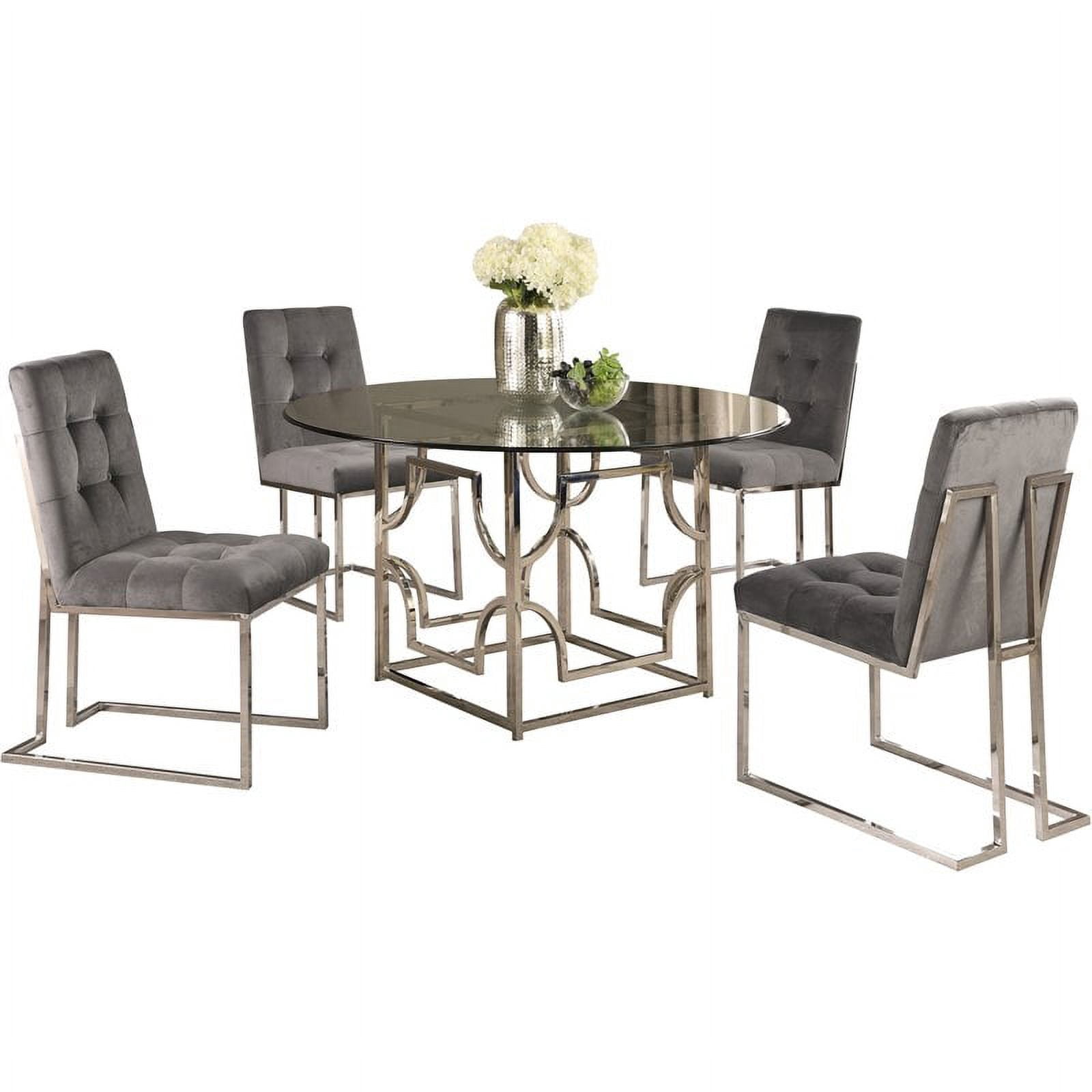 Pemberly Row 54" 5 Piece Modern Stainless Steel Dining Set in Gray ...