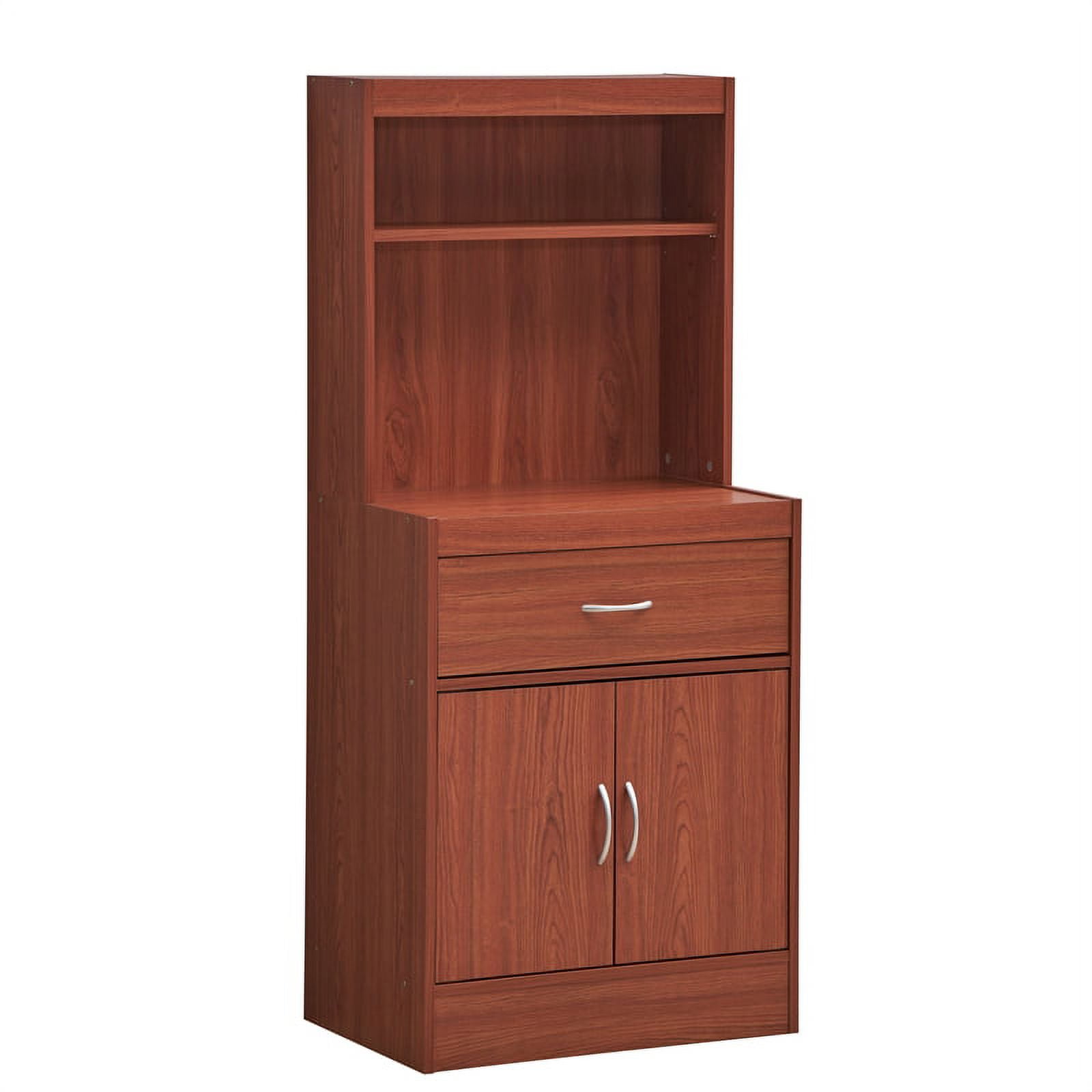 Pemberly Row 54" Open Shelves 2-Door 1-Drawer Wooden Kitchen Cabinet in ...