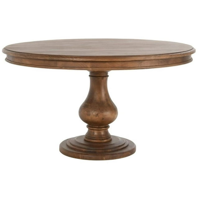 "Pemberly Row 54"" Round Dining Table, Solid Pine Wood in Almond Brown ...