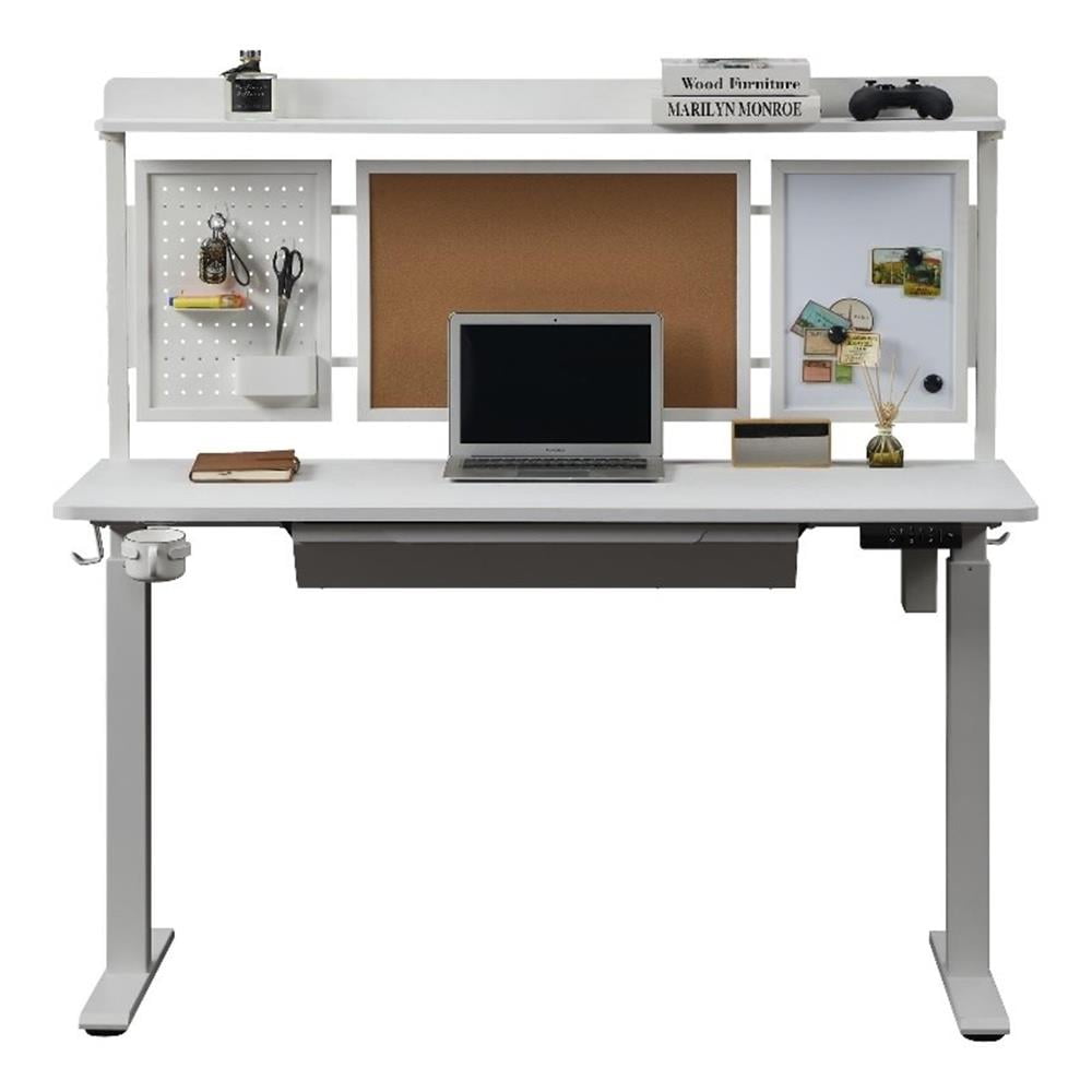 Pemberly Row 55" Electric Wood Standing Desk with Back Borad and Drawer ...