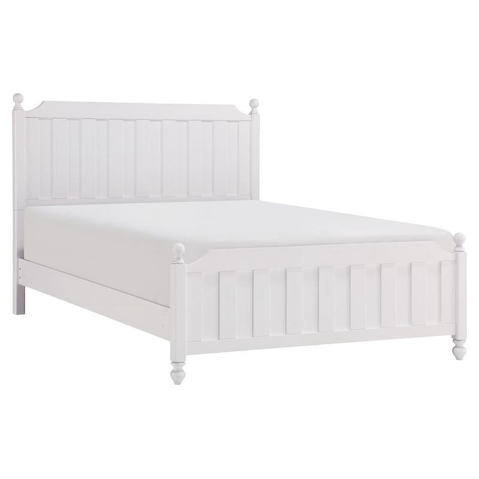 Pemberly Row 57" Modern Wood and MDF Board Engineered Full Bed in White ...