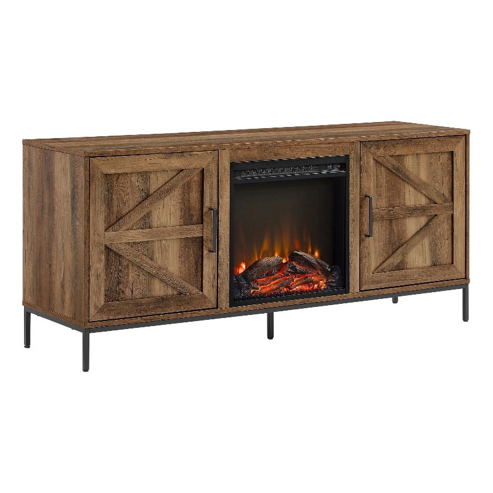 Pemberly Row 58" Modern Rustic Wood Fireplace Console - Rustic Oak - Walmart.com