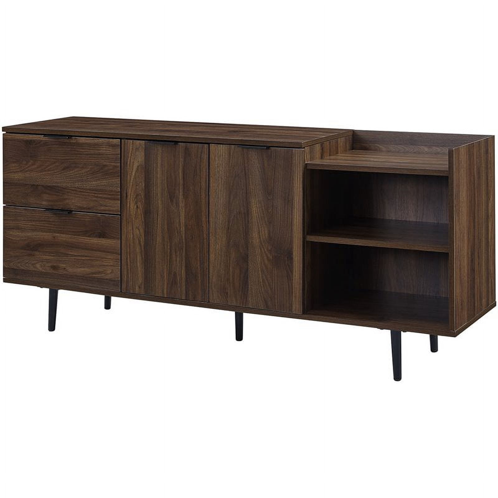 Pemberly Row 58" TV Stand with Open and Close Storage in Dark Walnut ...