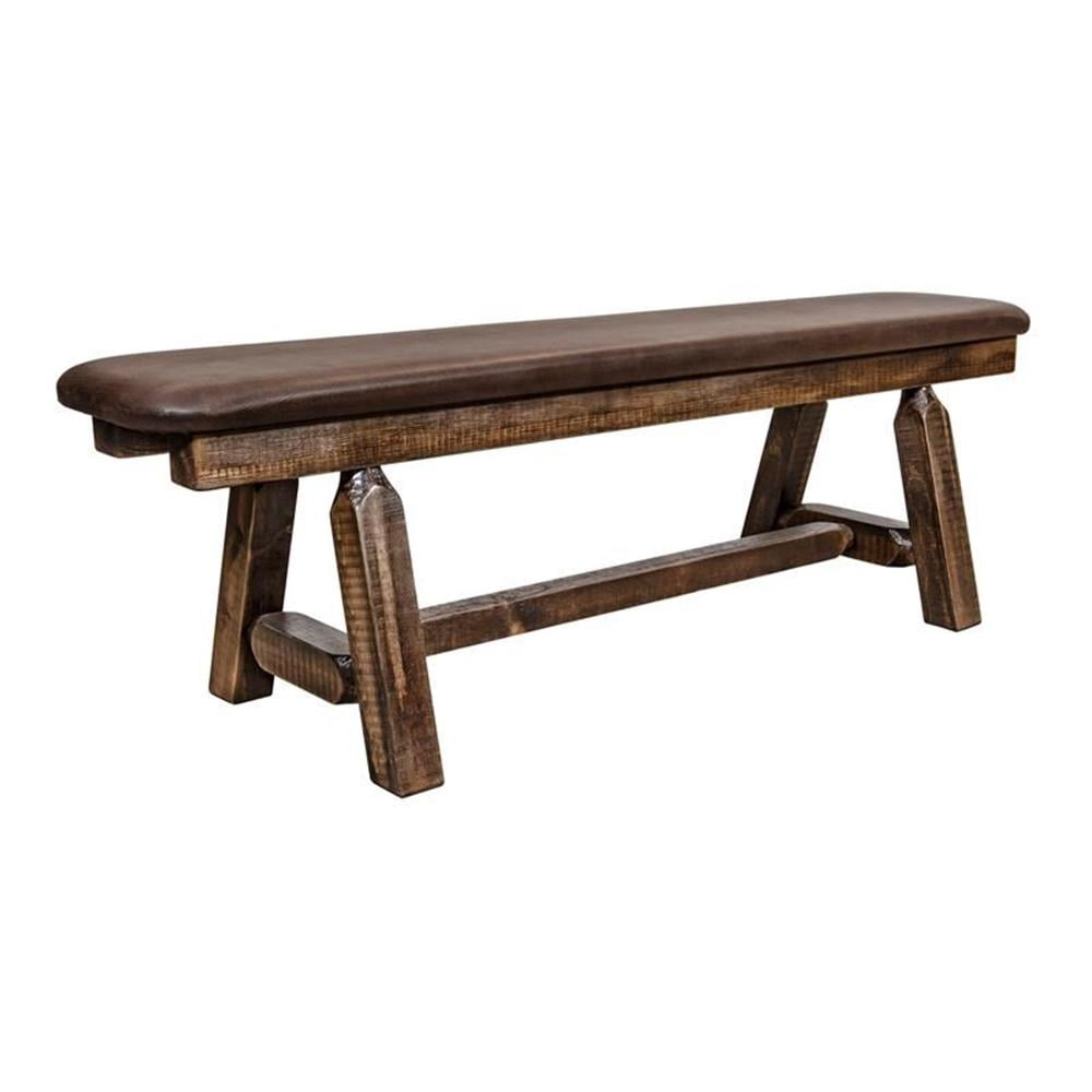 Pemberly Row 5ft Hand-Crafted Wood Plank Style Bench in Brown - Walmart.com