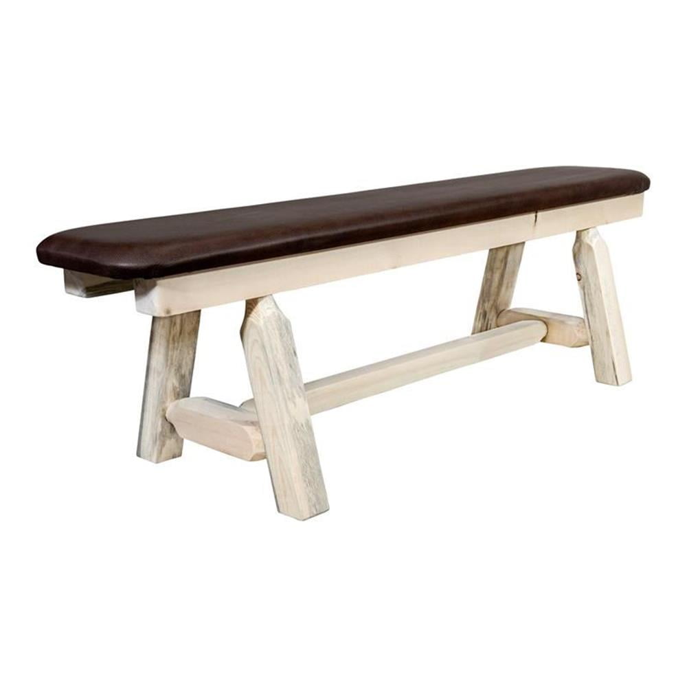 Pemberly Row 5ft Hand-Crafted Wood Plank Style Bench in Natural ...