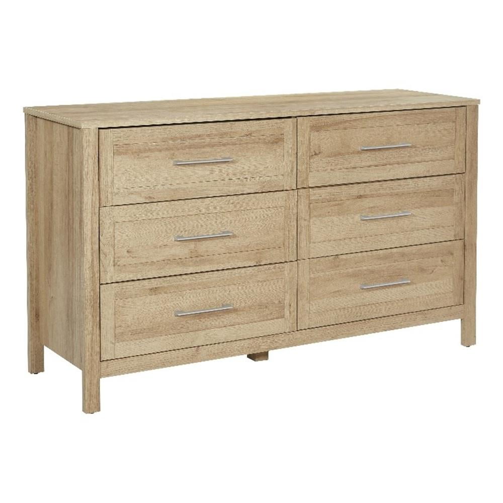 Pemberly Row 6-Drawer Horizontal Dresser in Wood Canyon Oak Finish ...