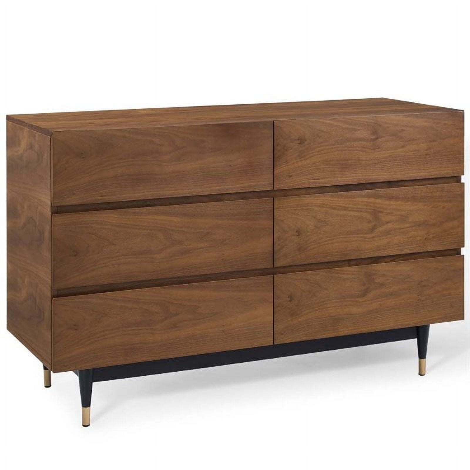 Pemberly Row 6 Drawer Mid Century Modern Wooden Double Dresser in ...