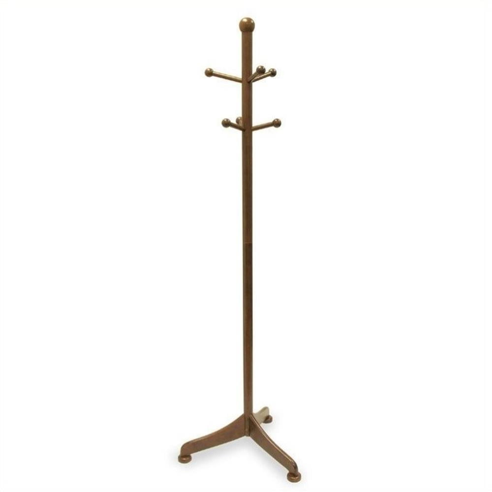 Pemberly Row 6 Pegs Transitional Solid Wood Standing Coat Rack in ...