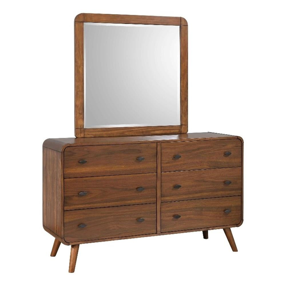 Pemberley Row Wood Dark Walnut Dresser with Mirror Rectangular 74.5" x ...