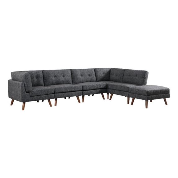 Pemberly Row 6-piece Fabric Upholstered Modular Sectional Dark Gray ...