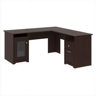 Pemberly Row Home Executive Wood Computer Desk, Cherry Finish, with 3 ...