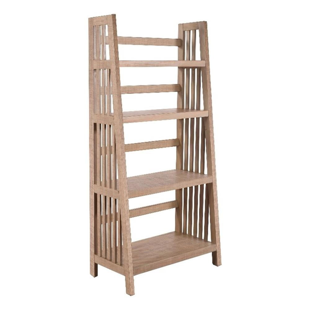 Pemberly Row 60" Modern Mahogany Folding Bookcase in Light Brown ...