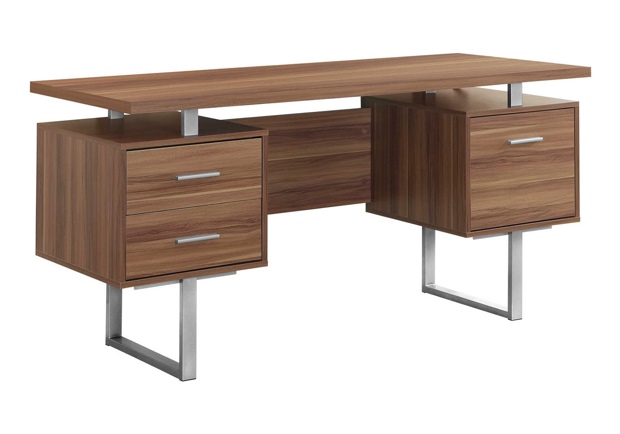 Pemberly Row 60" Walnut Office Desk with Storage Drawers for Home ...