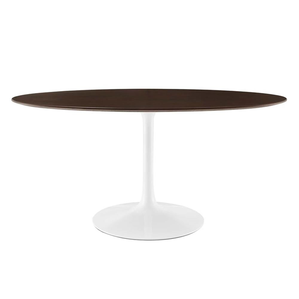 Pemberly Row 60" Oval Modern Wood & Metal Dining Table in White/Cherry ...