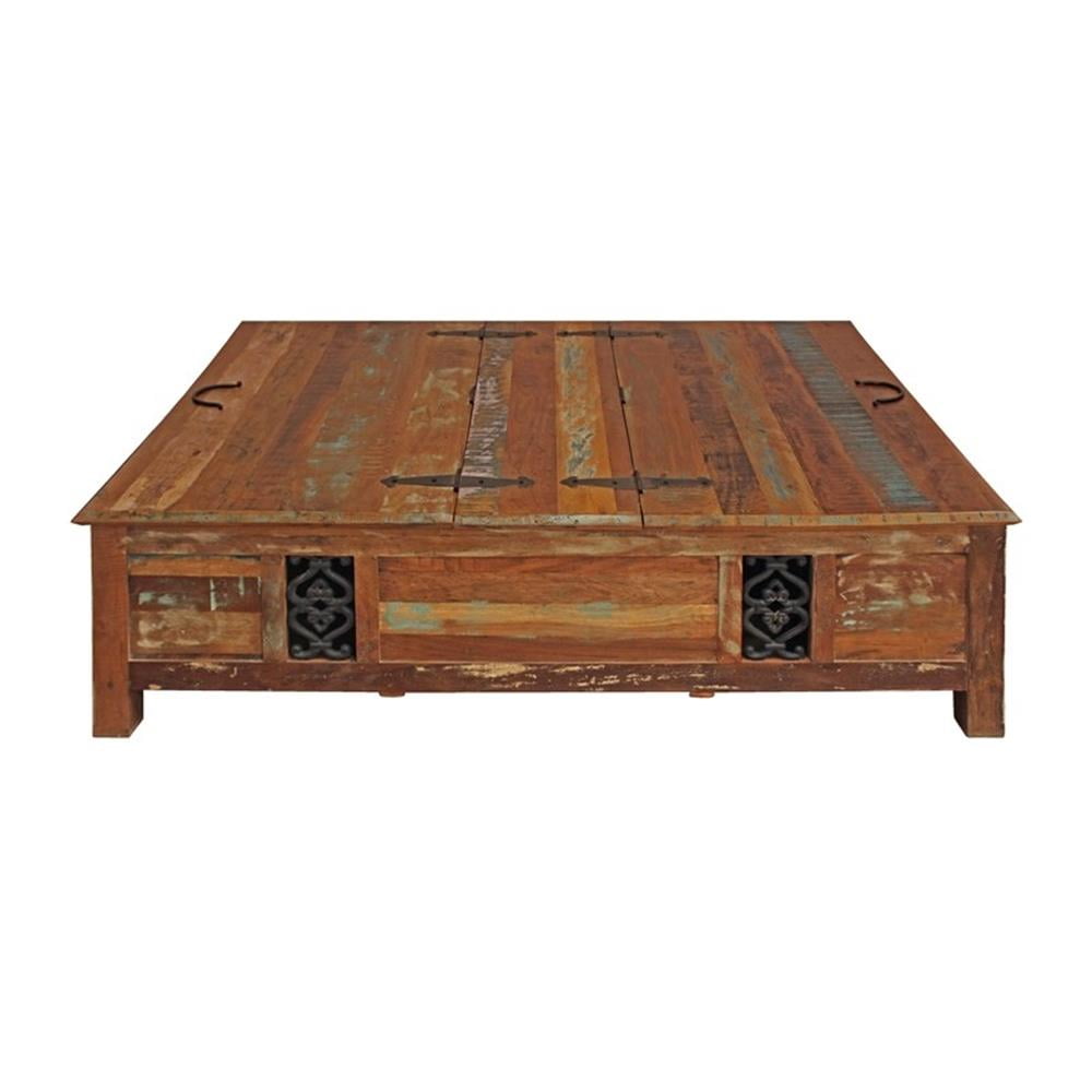 Pemberly Row 60" Reclaimed Solid Wood Box Cocktail Table in Multi-Color ...