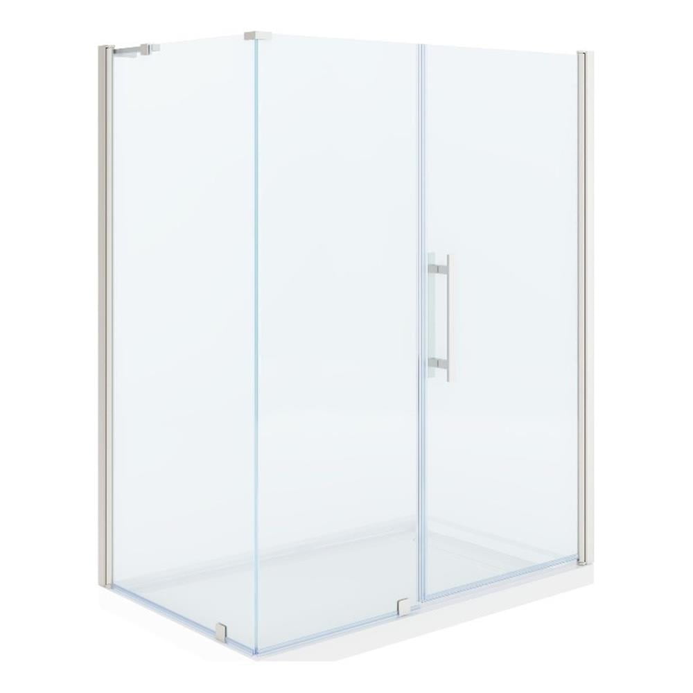 Pemberly Row 60 x 36 x 74-3/4 Corner Shower Kit with Base & Door in ...
