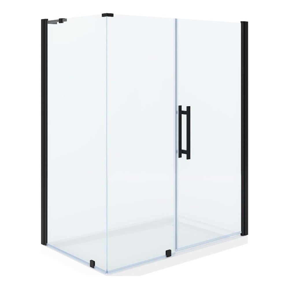 Pemberly Row 60 x 36 x 74-3/4 Corner Shower Kit with Base and Door in ...