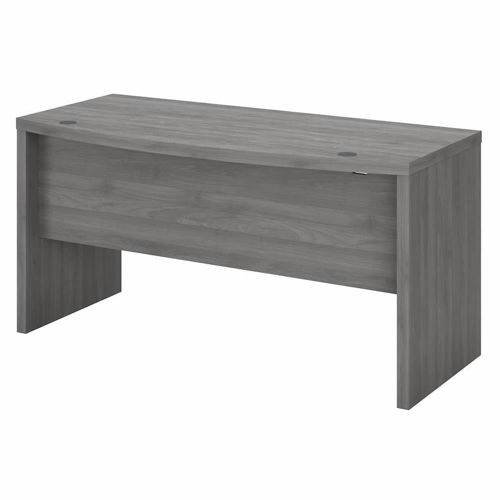 Pemberly Row 60W Bow Front Desk in Modern Gray - Engineered Wood ...